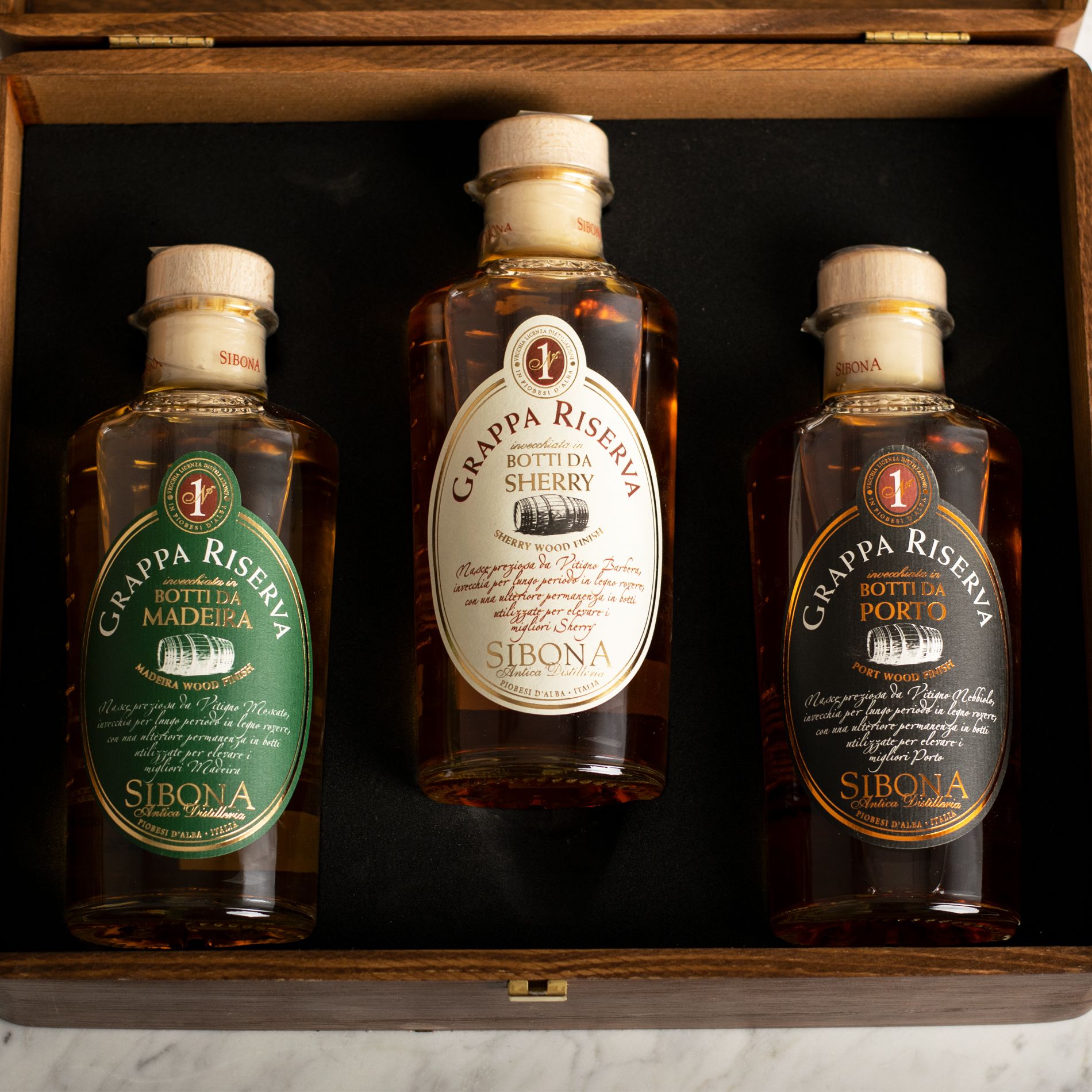 Cofanetto selezione Grappe Riserva. Botti da Porto,Sherry e Madeira